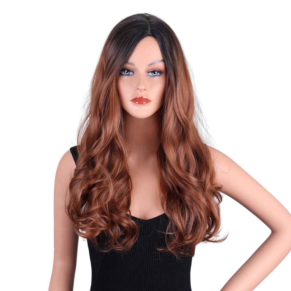 24 Inch Brown Long Curly Wigs Full Head Wigs Body Wavy Hair Women Wave ...